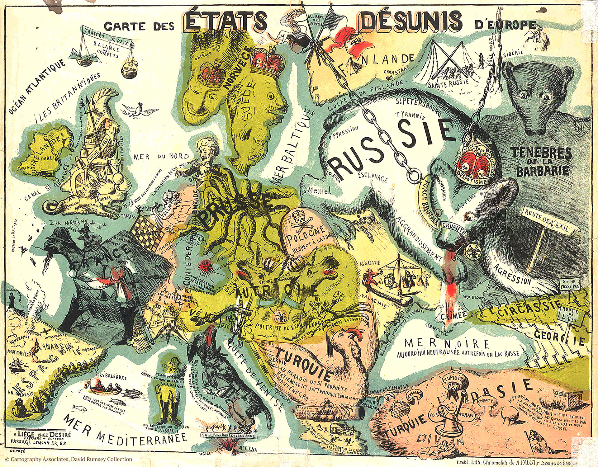 Scary bear and octopus: How Russia is shown on historic humorous maps ...